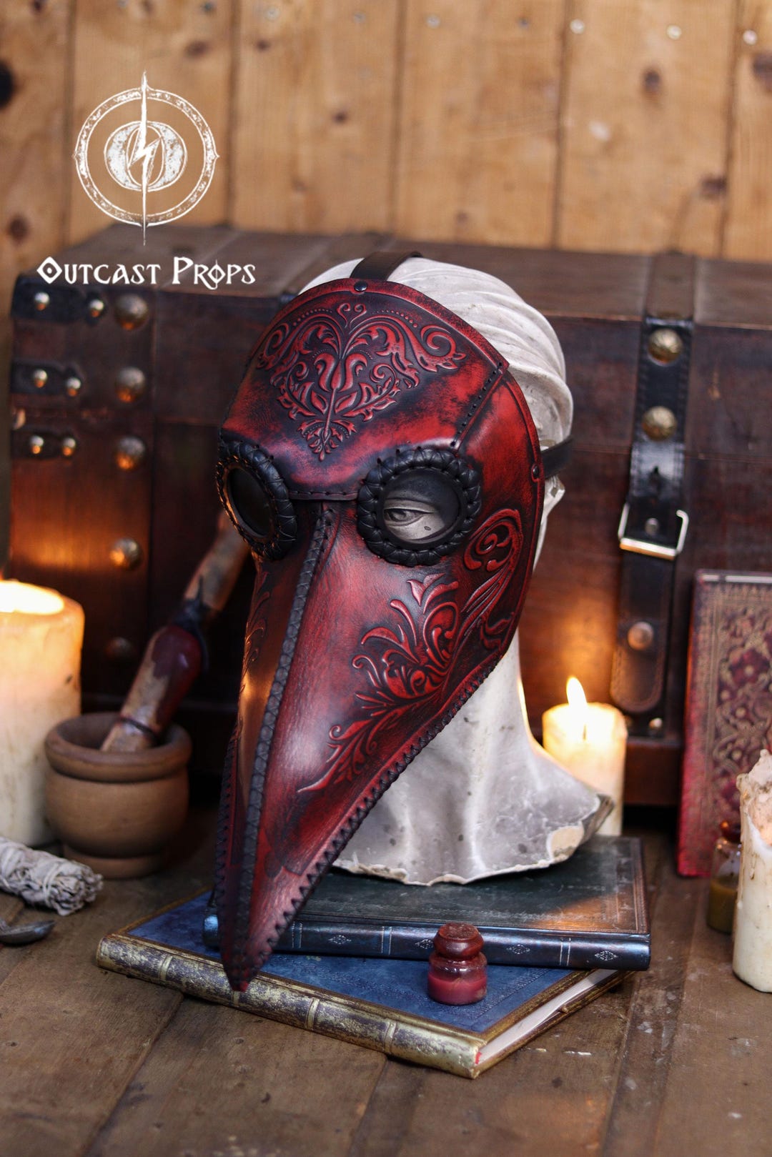Plague Doctor Mask With Floral Engraved Leather Steampunk Gothic ...