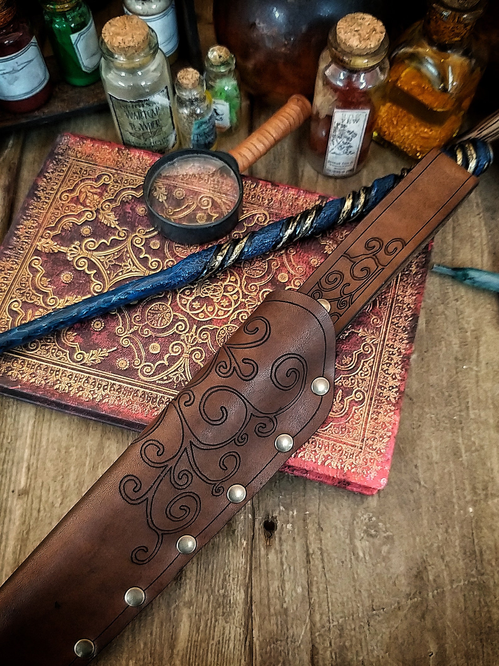 Ornated Magic Wand Holster or Sheath Made of High Quality Leather for ...