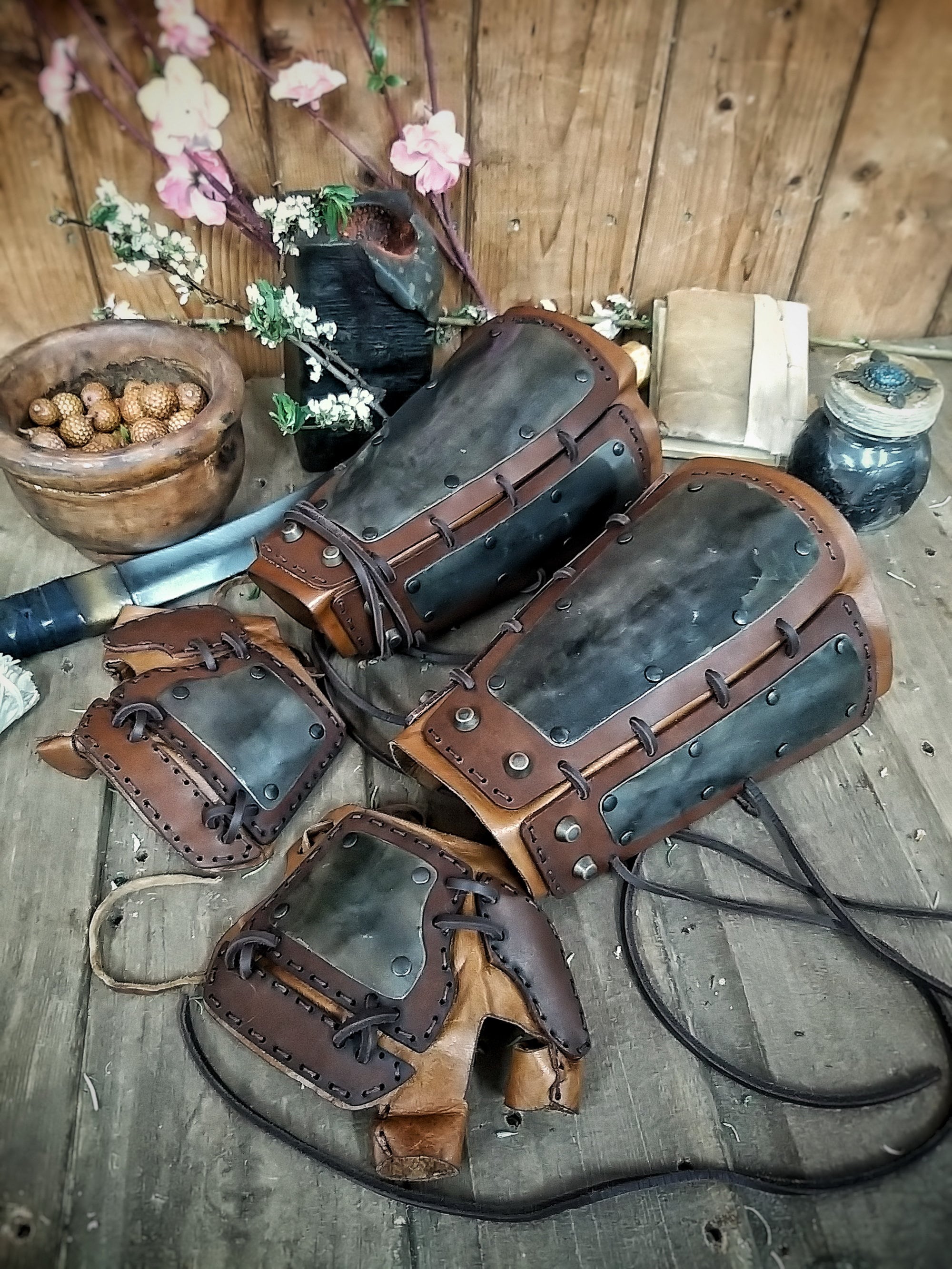 Samurai armor iron bracers Samurai cosplay armoured leather | Etsy