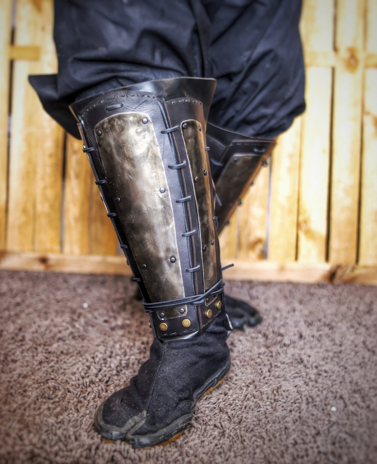 Samurai Iron Greaves Leather Shin Guards Larp or Cosplay - Etsy