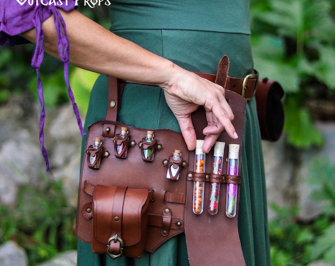 Leather Potion Belt Larp Alchemy Pouch Witcher Cosplay Gear Ren Faire ...