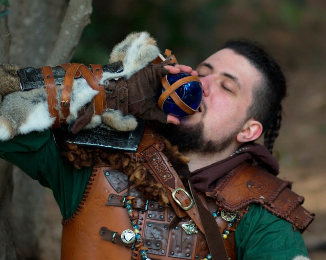 Green Potion Bottle With Leather Holder Potion Flask DRINKING | Etsy