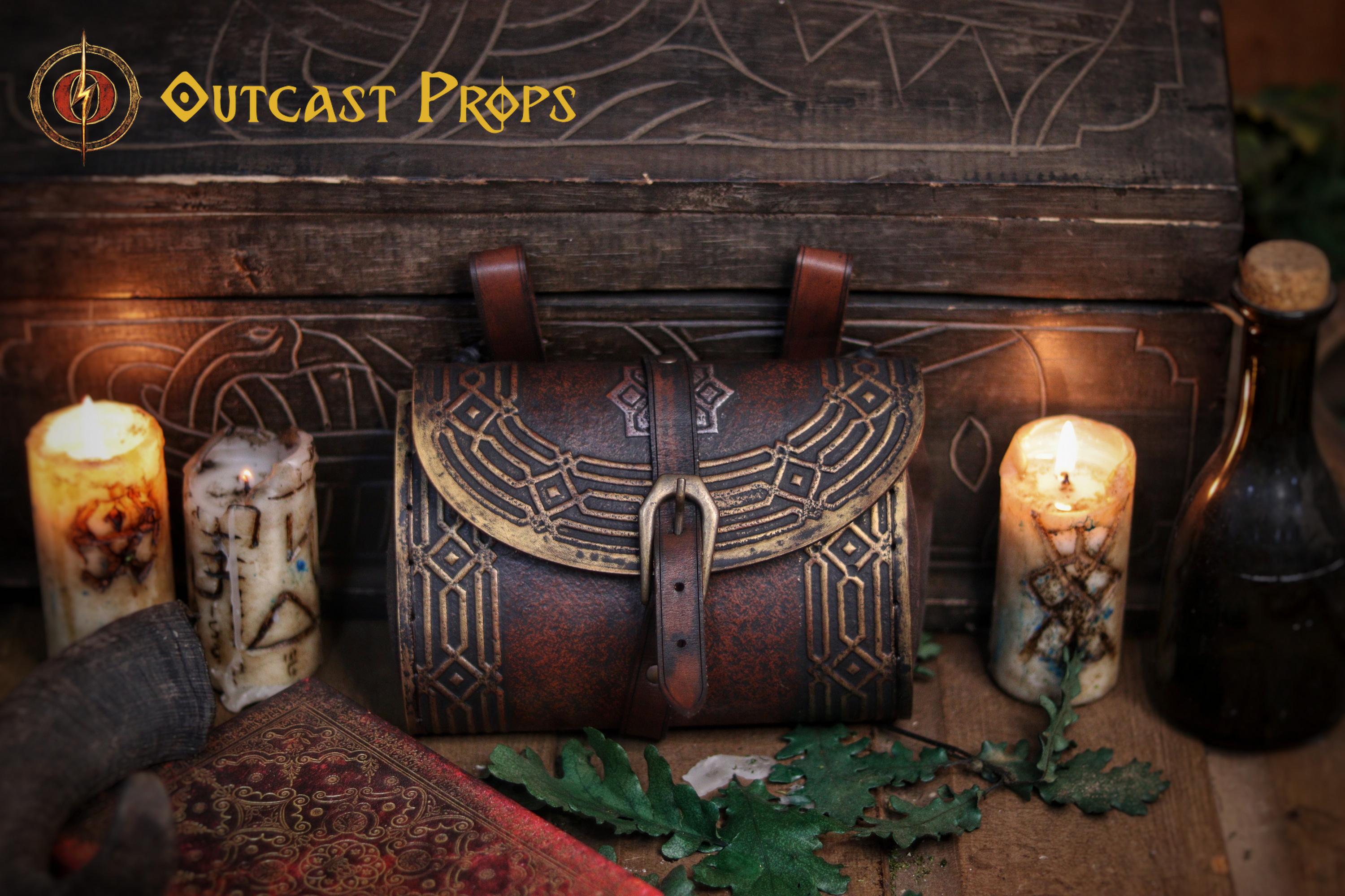 Kazgar Dwarven Hip Bag Medieval Leather Pouch Embossed and Weathered in ...