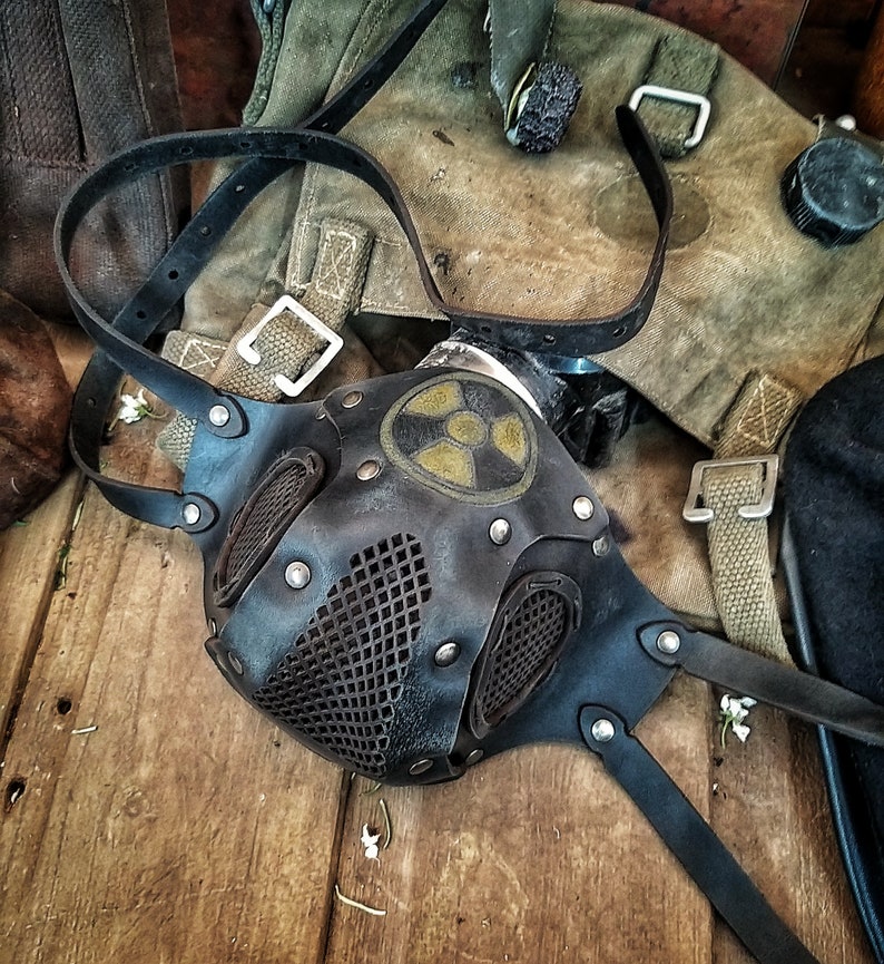 Leather Face Mask With Filter Pocket Radioactive Ready for Use - Etsy