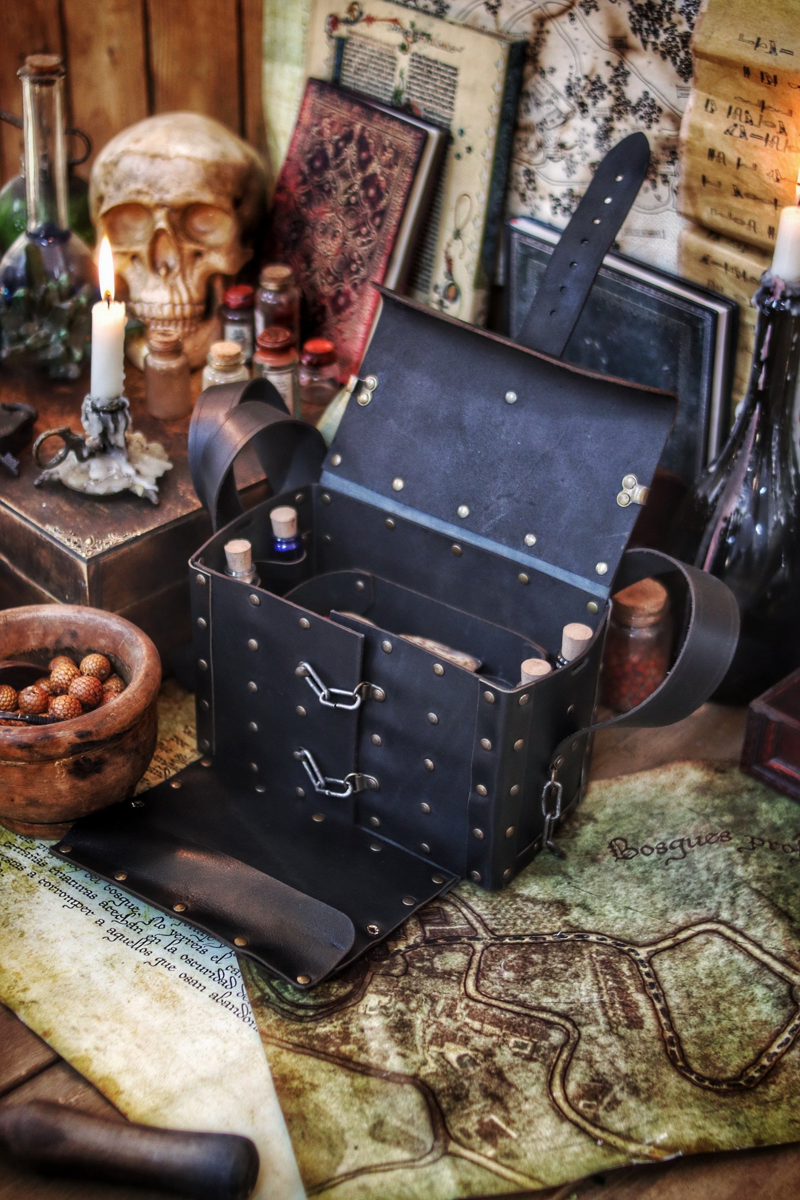 Alchemist Leather Larp Bag Potion Set for Steampunk Alchemist - Etsy