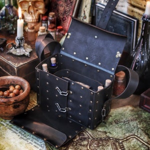 Alchemist Leather Larp Bag Potion Set for Steampunk, Alchemist Costume ...
