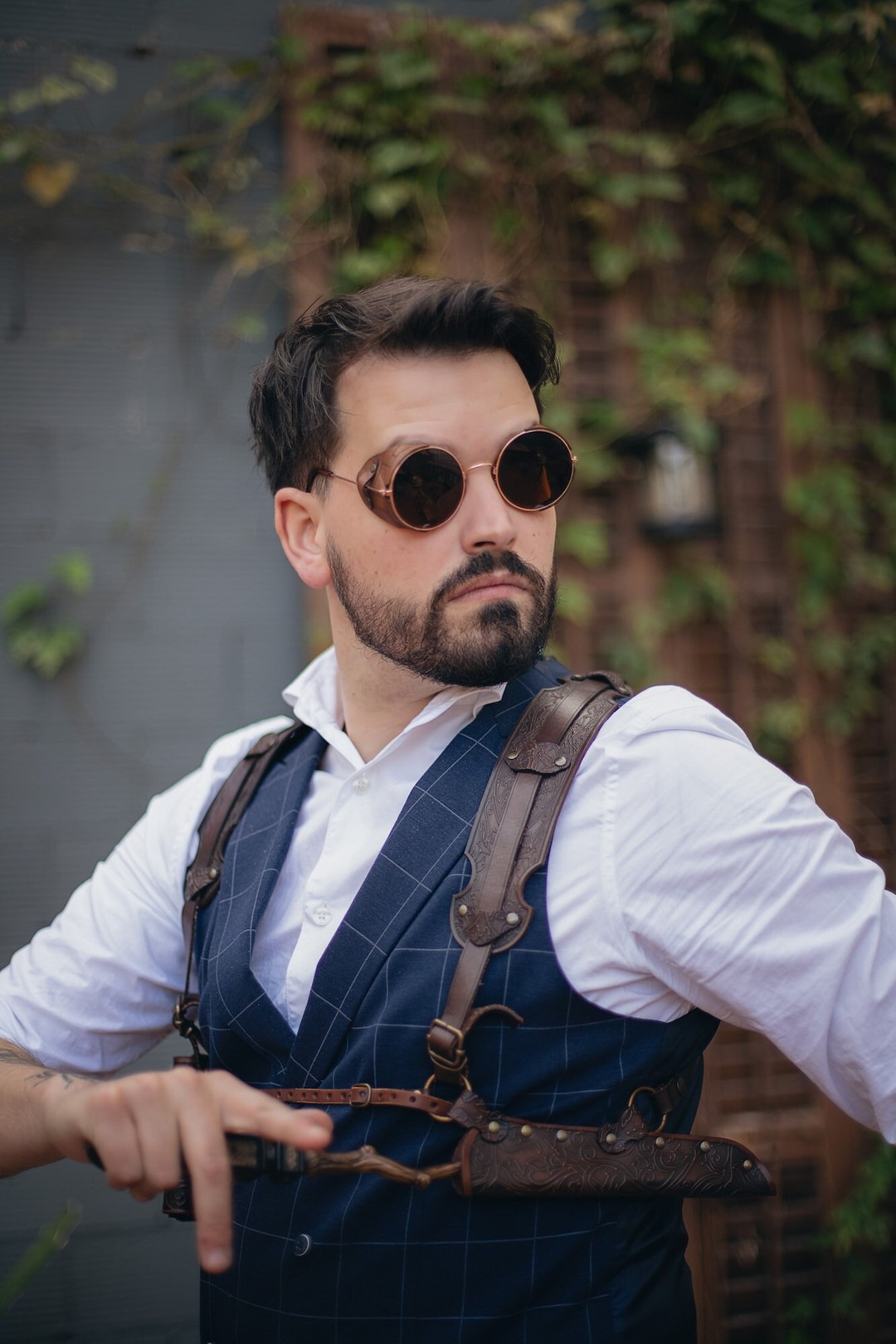 Ornate Leather Wand Holster Shoulder Harness Wizard Cosplay Accessory ...