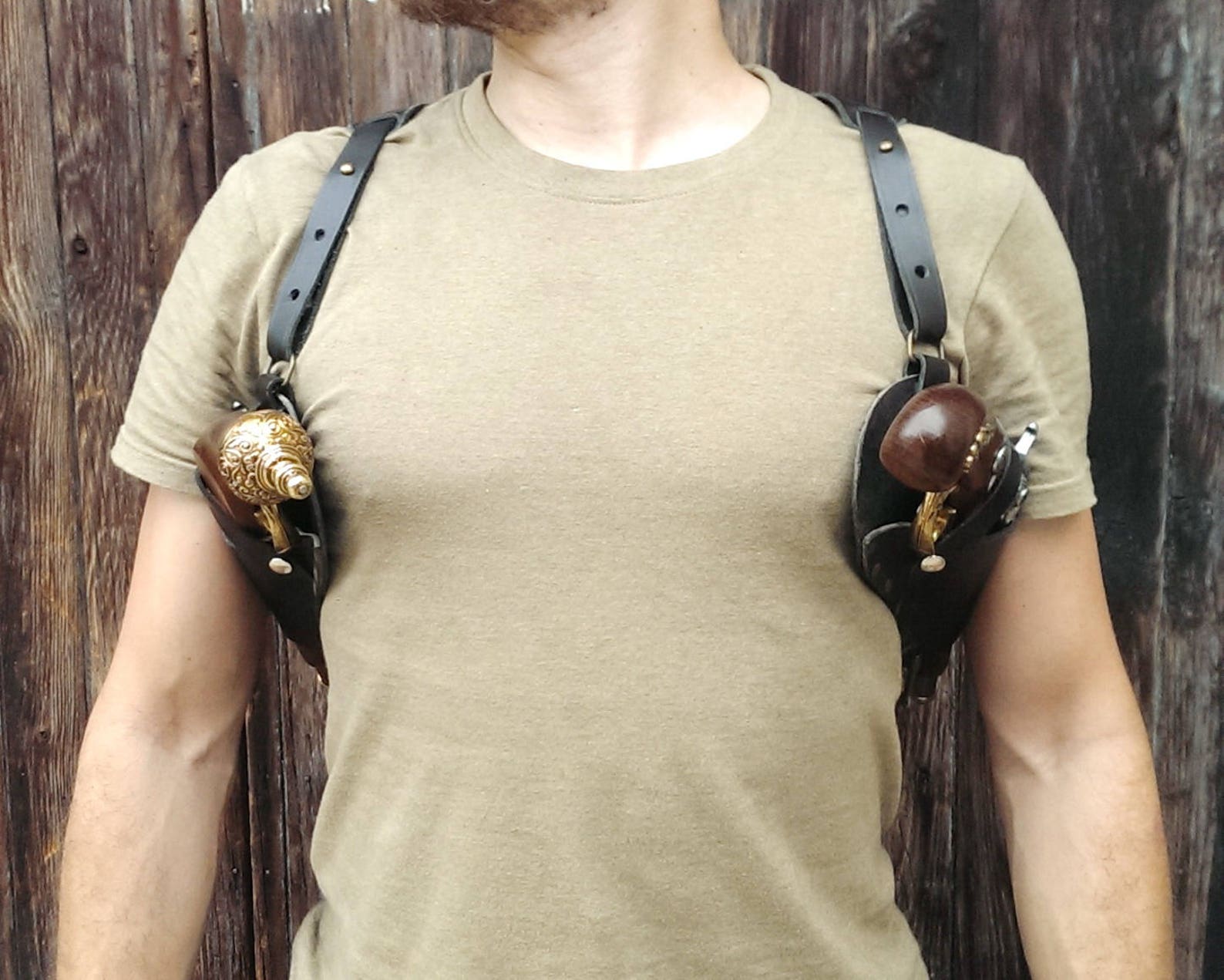 Leather Shoulder Holster for Two Guns. Shoulder Harness for - Etsy