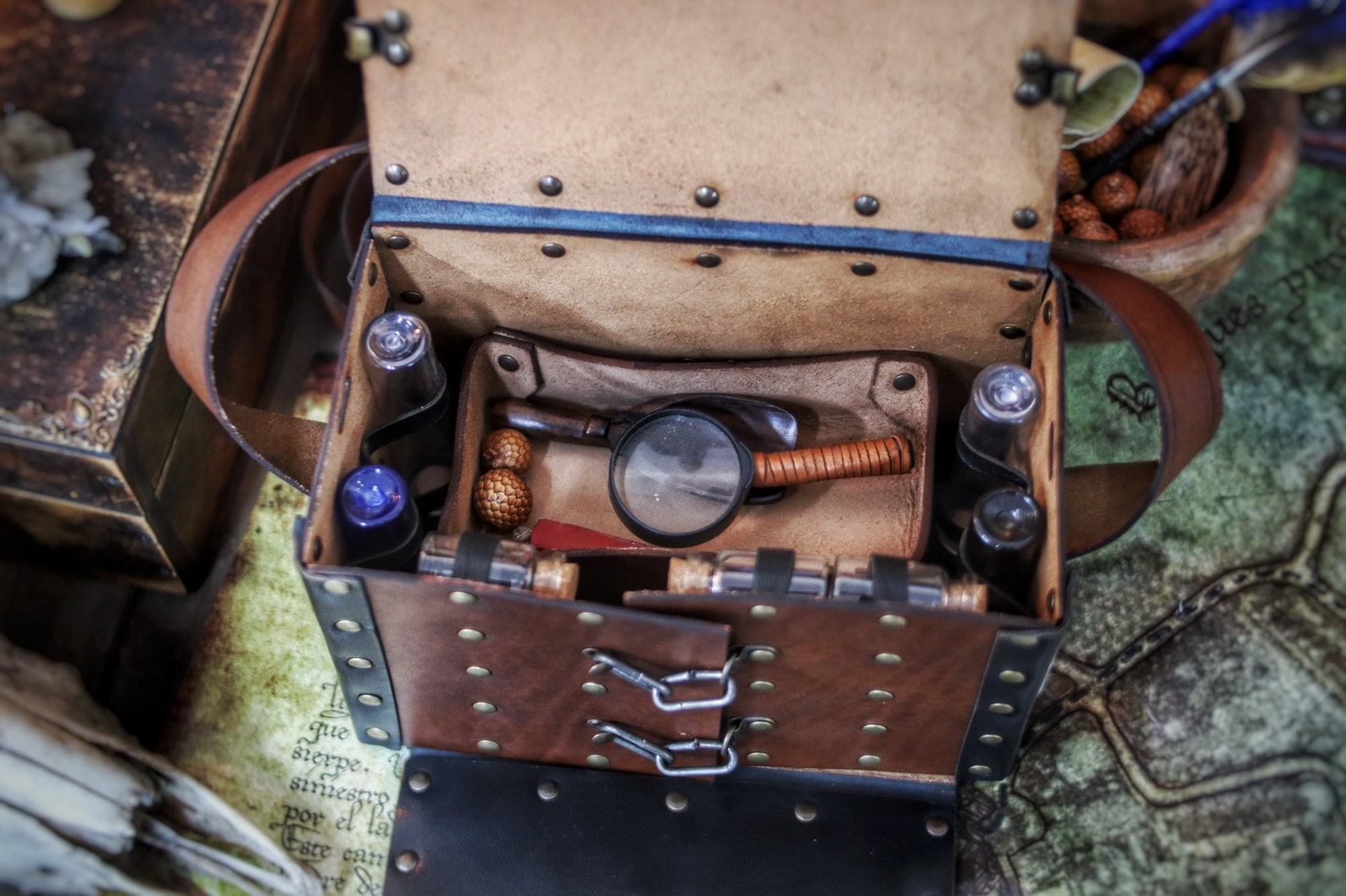 Alchemist Leather Larp Bag Potion Set for Steampunk Alchemist - Etsy
