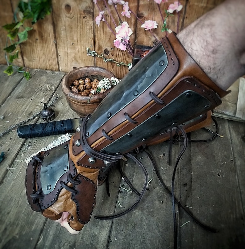 Samurai armor iron bracers Samurai cosplay armoured leather | Etsy