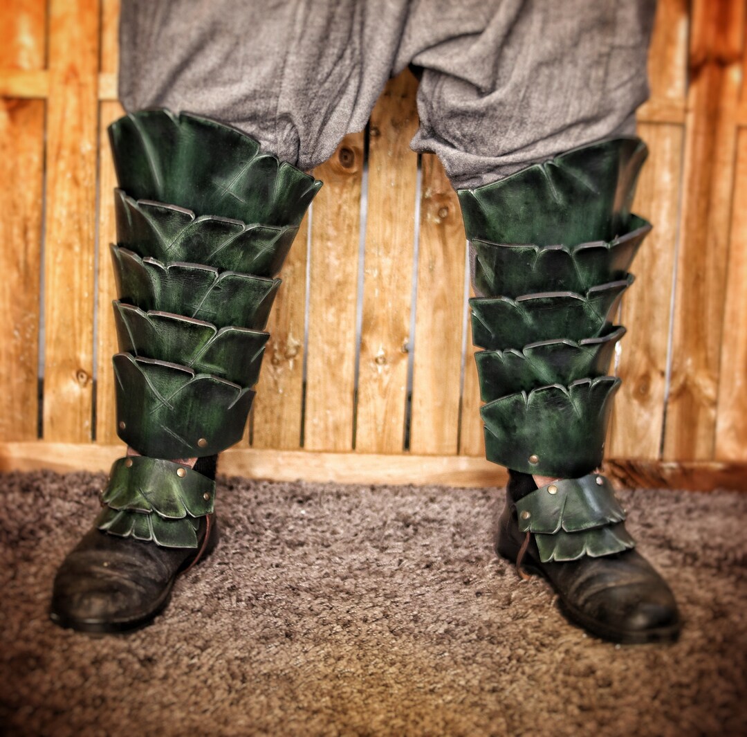 Ranger Warrior Leather Greaves Elven Leg Armour Leather Armor for LARP ...