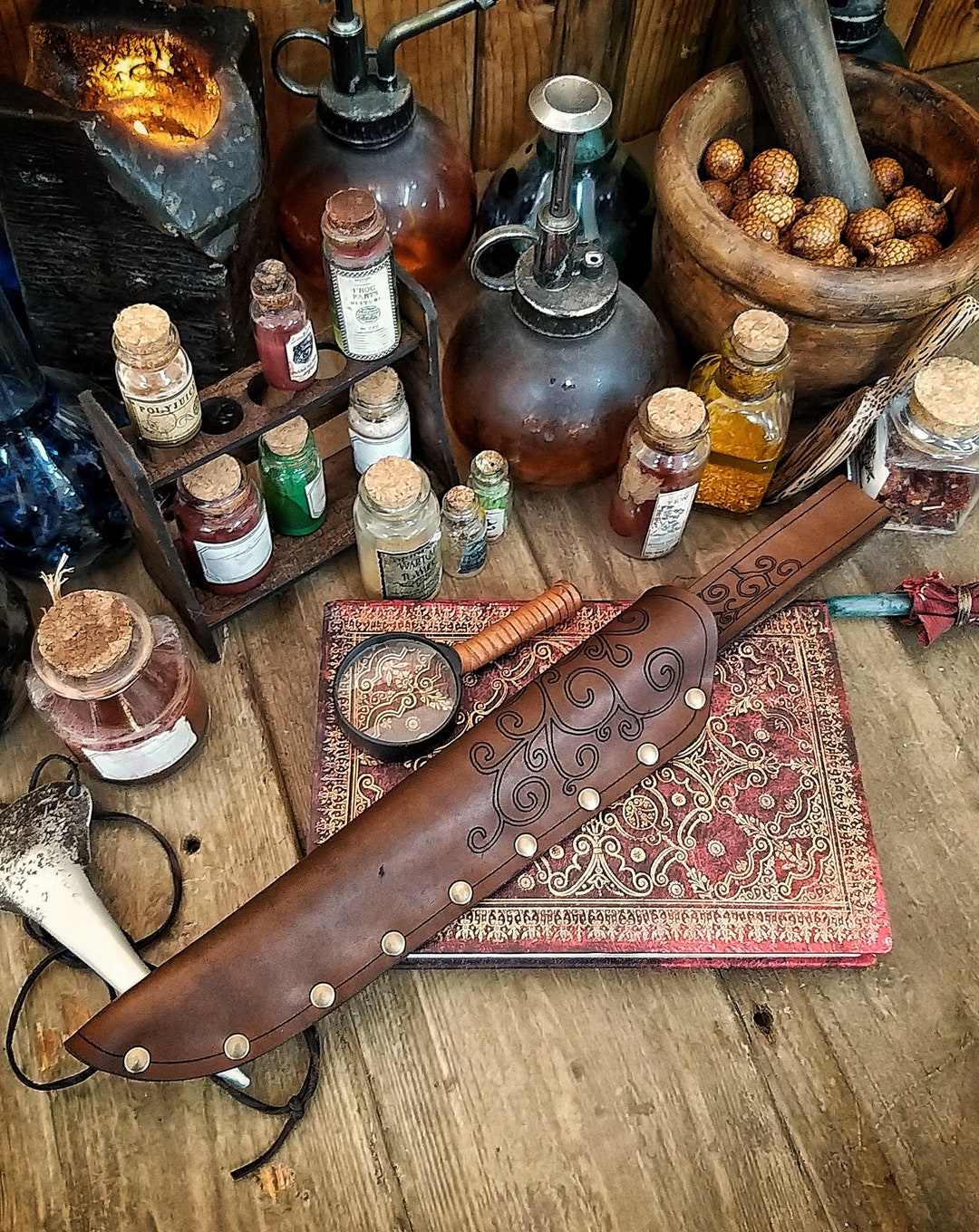 Ornated Magic Wand Holster or Sheath Made of High Quality Leather for ...