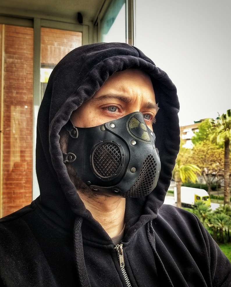 Leather Face Mask With Filter Pocket Radioactive Ready for Use - Etsy