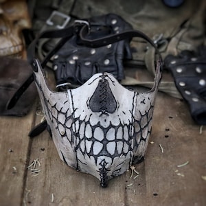 Leather Skull Face Mask for Halloween or Bikers, Can Be Used With ...