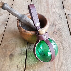 Green Potion Bottle With Leather Holder Potion Flask DRINKING Bottle ...