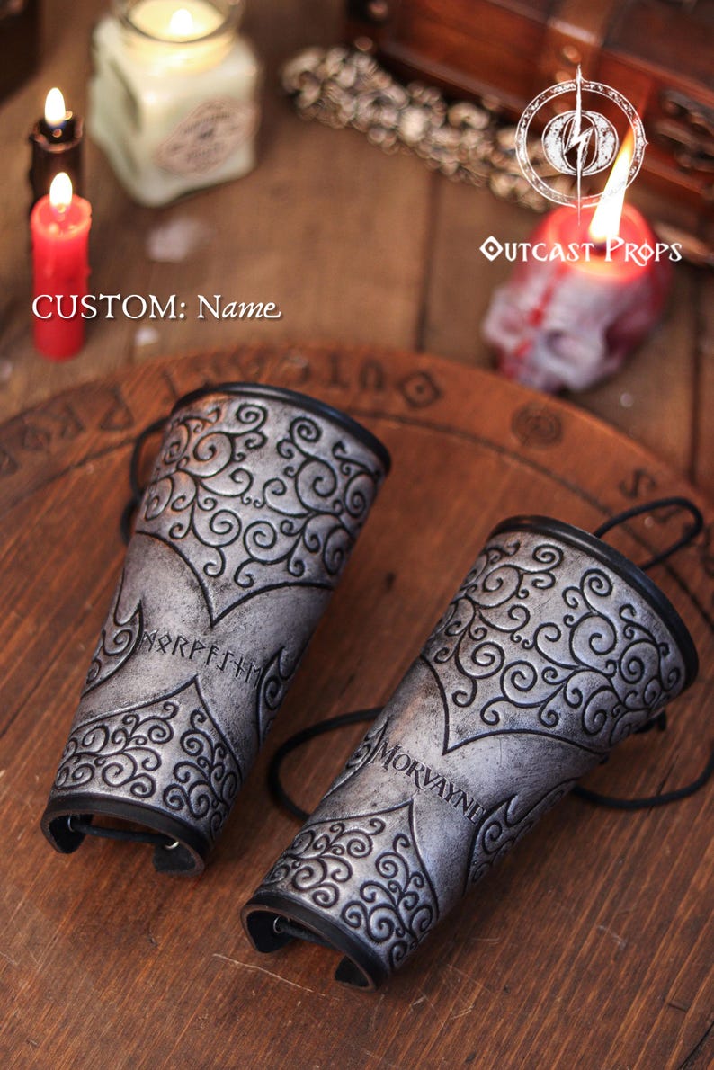 Dark Wizard Leather Bracer Mage Cosplay Costume Arm Guard LARP Wizardry ...