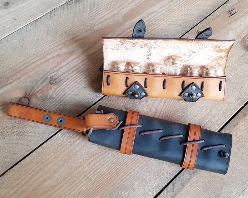 Potion Leather Case Belt Kit for LARP Witch Kit Wizard Potions Cosplay ...