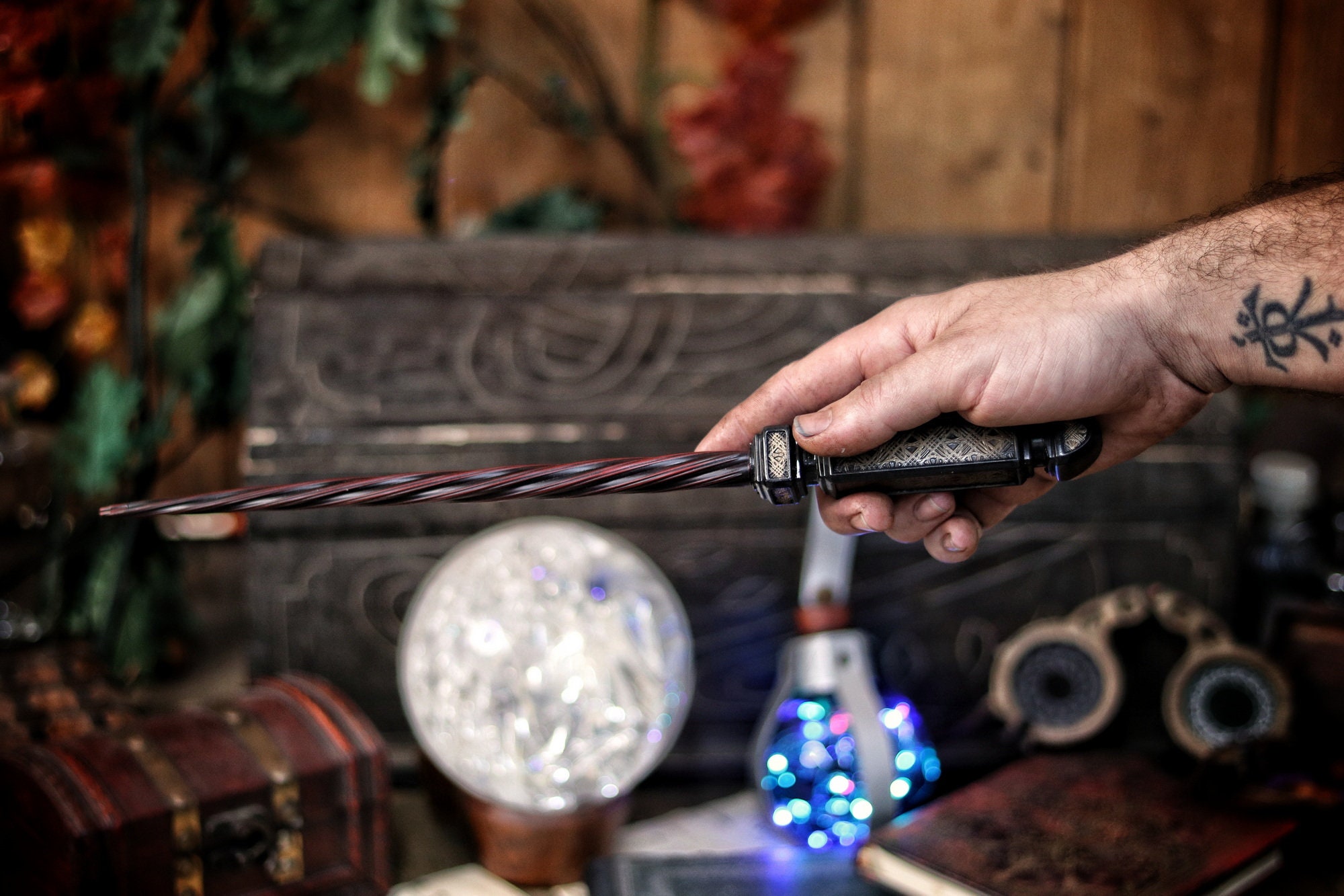 Obsidian Magic Wand Elegance for LARP Ren Fair Wizardry Sorcery ...