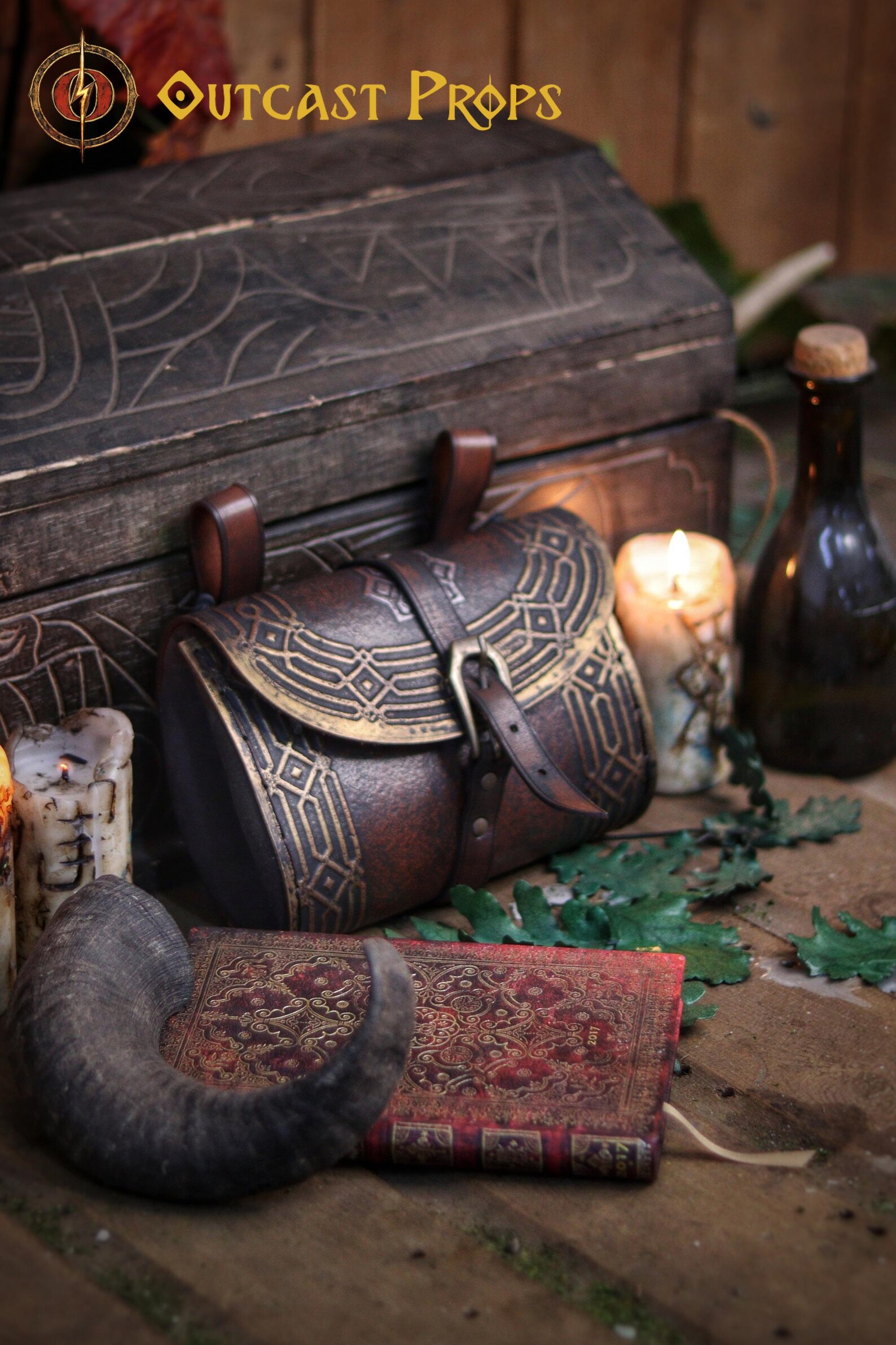 Kazgar Dwarven Hip Bag Medieval Leather Pouch Embossed and Weathered in ...