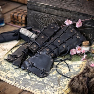 Samurai Leather Riveted Bracers, Samurai Armor for LARP or Cosplay Pair ...