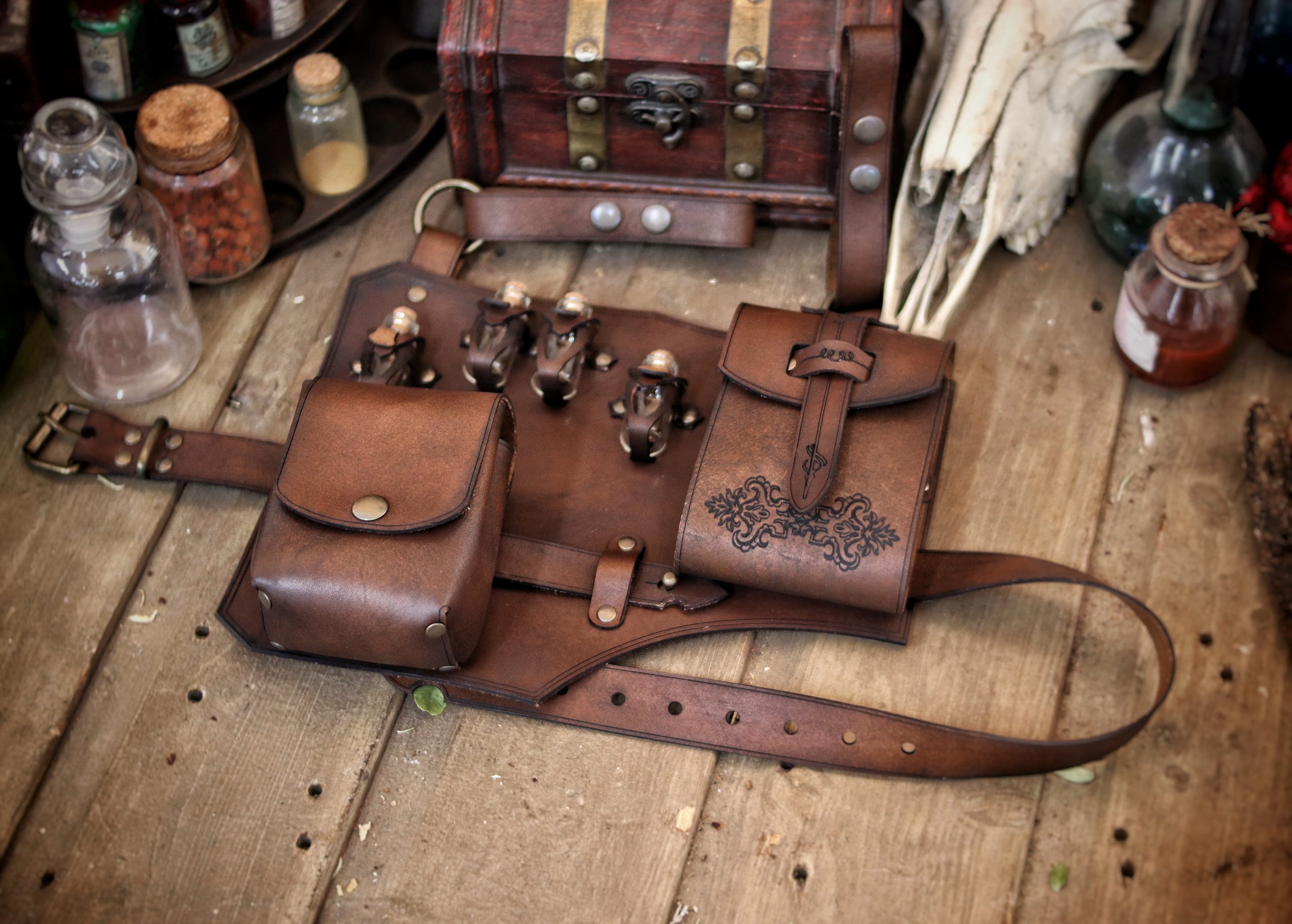 Leather Leg Harness Belt Leg Potion Holster Alchemist Larp - Etsy Canada