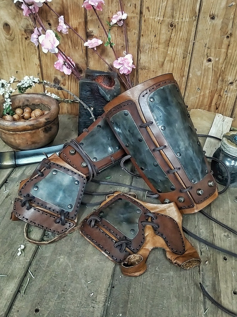 Samurai armor iron bracers Samurai cosplay armoured leather | Etsy