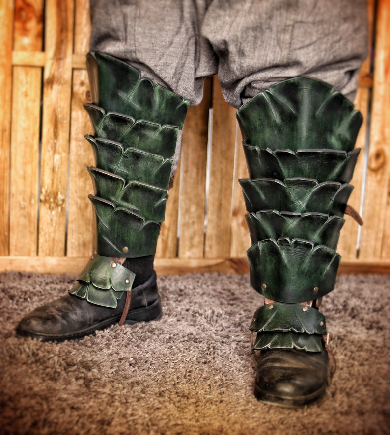 Ranger Warrior Leather Greaves Elven Leg Armour Leather | Etsy