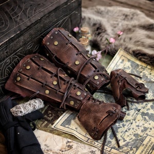 Samurai Leather Riveted Bracers, Samurai Armor for LARP or Cosplay Pair ...