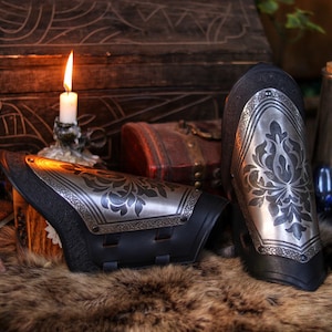 Leather Bracers Medieval Knight Costume Larp Armor Noble Cosplay ...