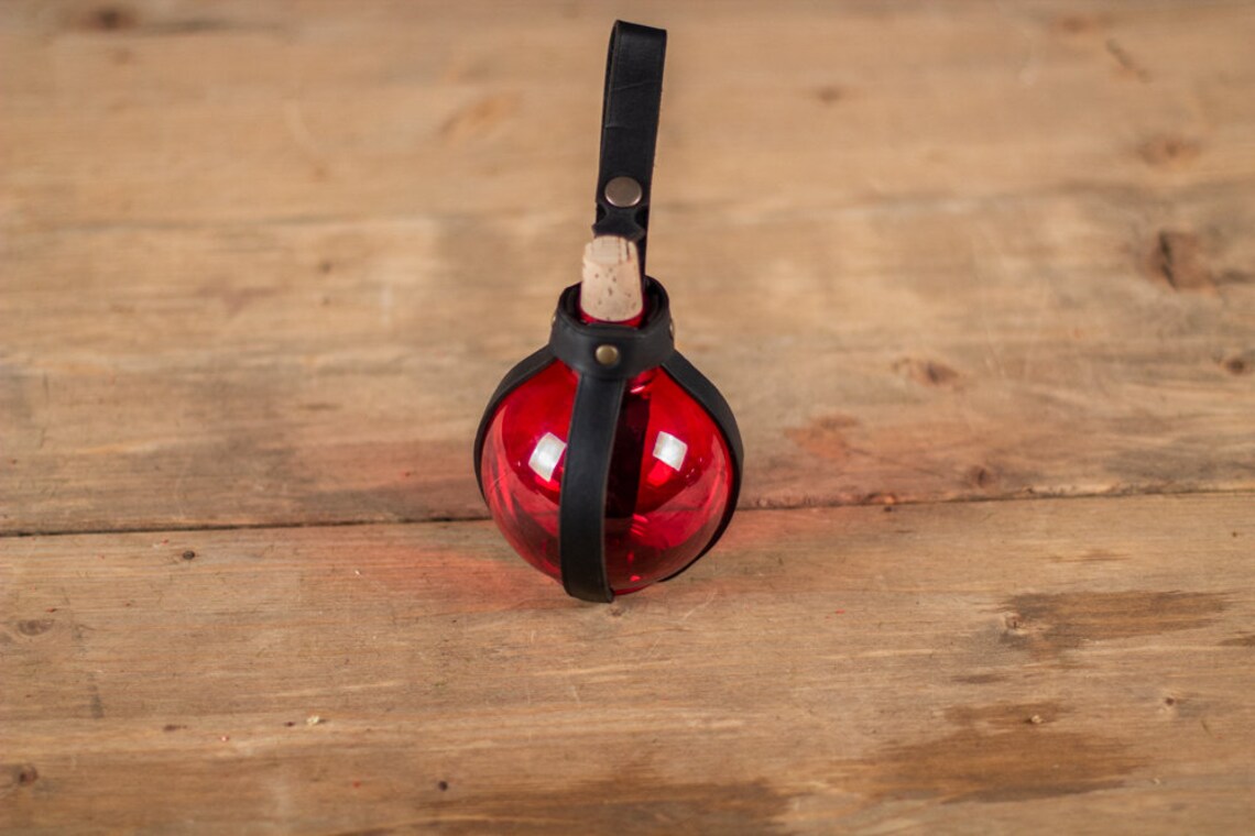 Red Potion Bottle With Leather Holder Potion. Flask DRINKING | Etsy