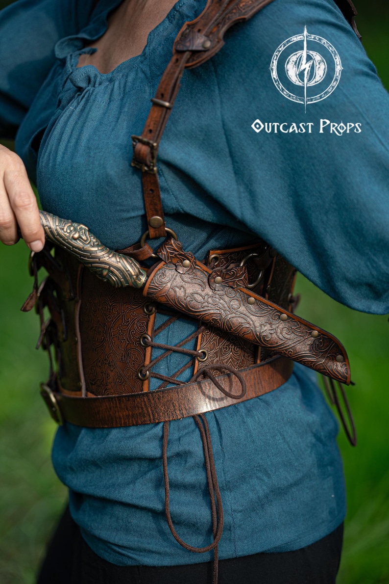 Ornate Leather Wand Holster Shoulder Harness Wizard Cosplay Accessory ...