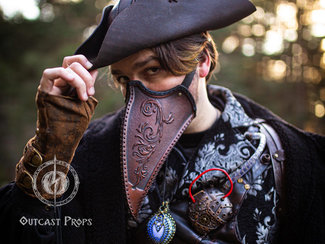 Leather Plague Doctor Half Mask for LARP Assassin Costume Fantasy ...