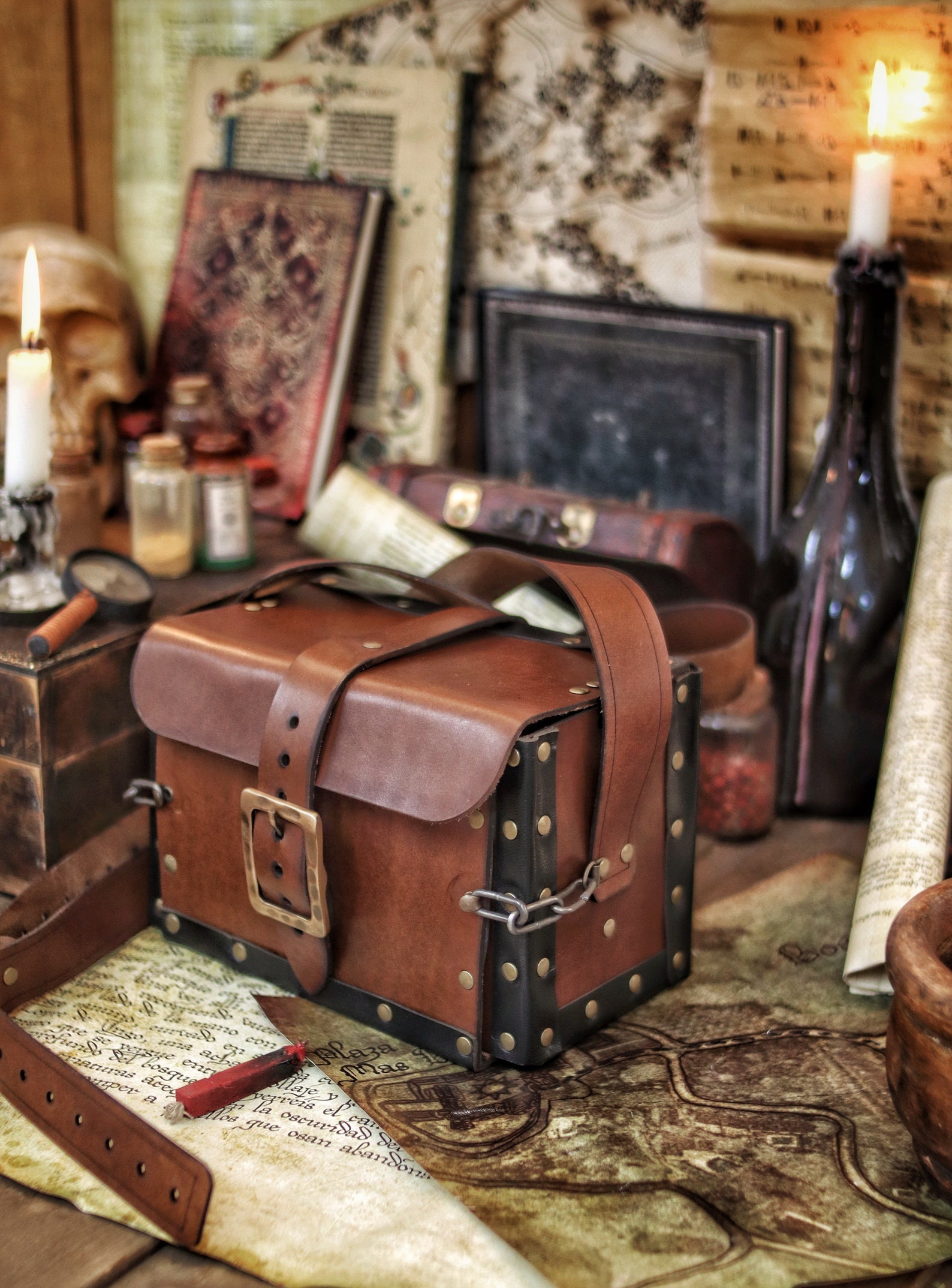 Alchemist Leather Larp Bag Potion Set For Steampunk Alchemist Etsy