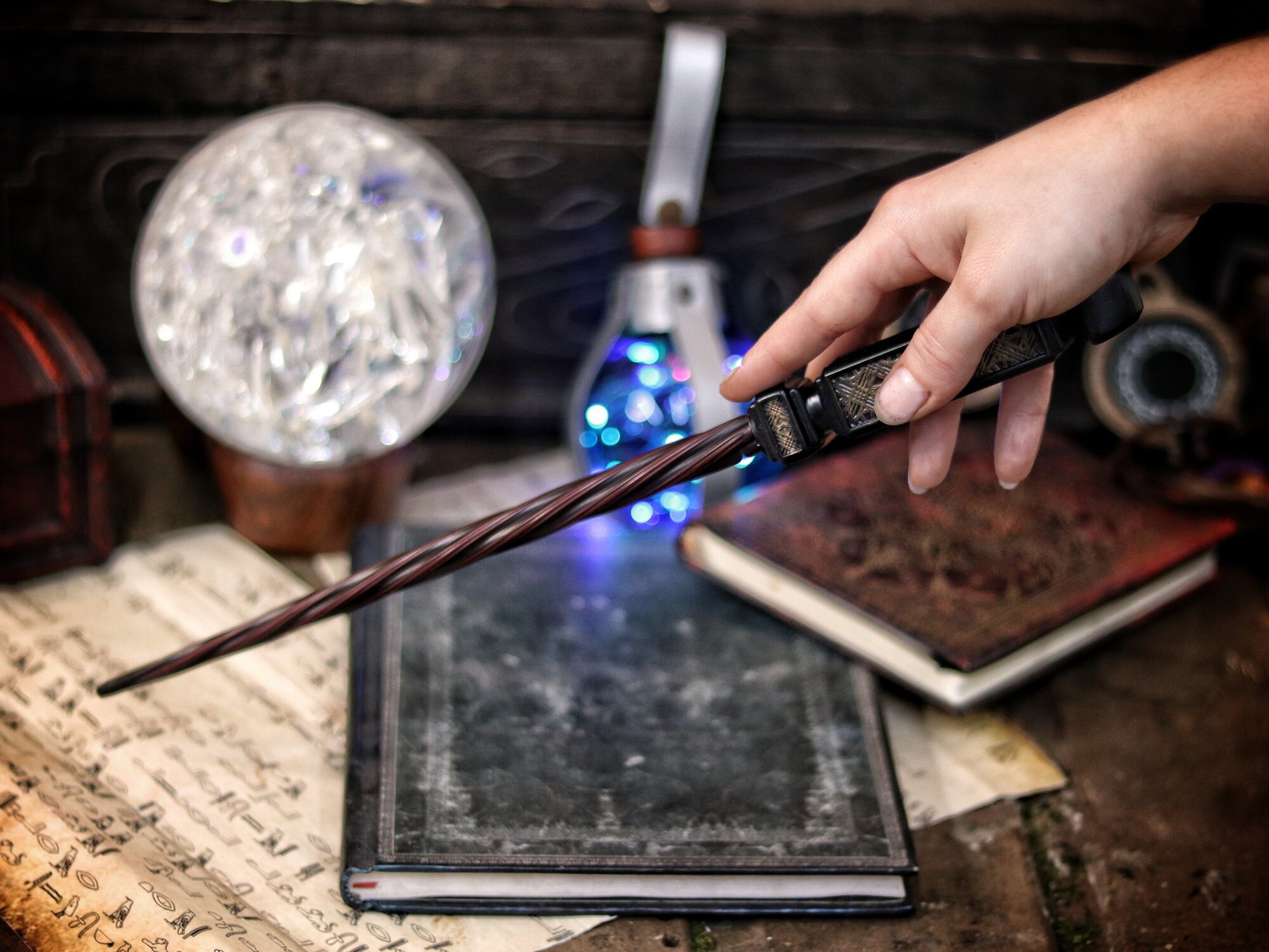 Obsidian Magic Wand Elegance for LARP Ren Fair Wizardry Sorcery ...