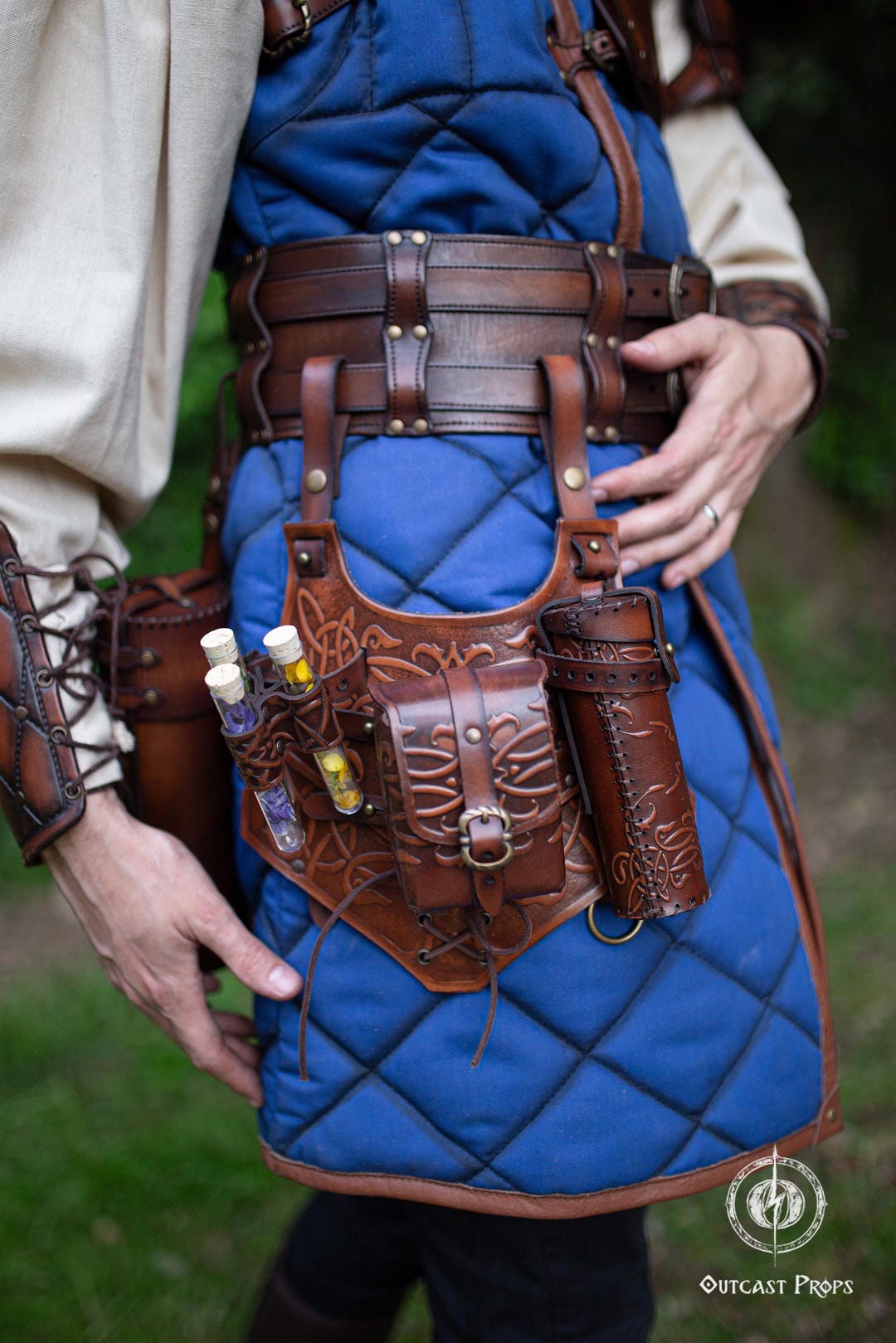 Modular Leather Thigh Harness LARP Alchemist Potion Pouch Medieval Leg ...