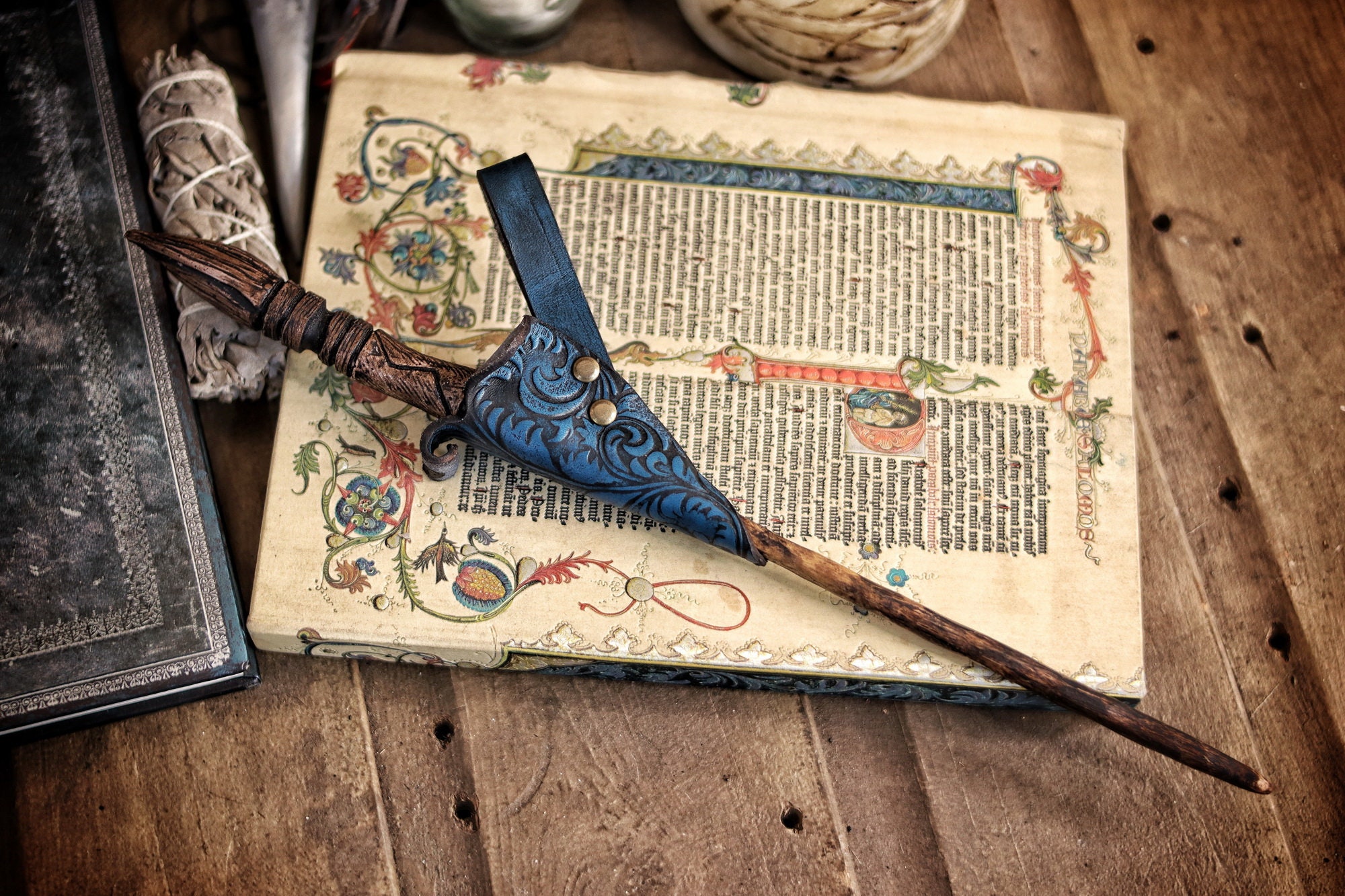Magic Wand Leather Flower Frog Holster Ornated for Wizard and Witch ...