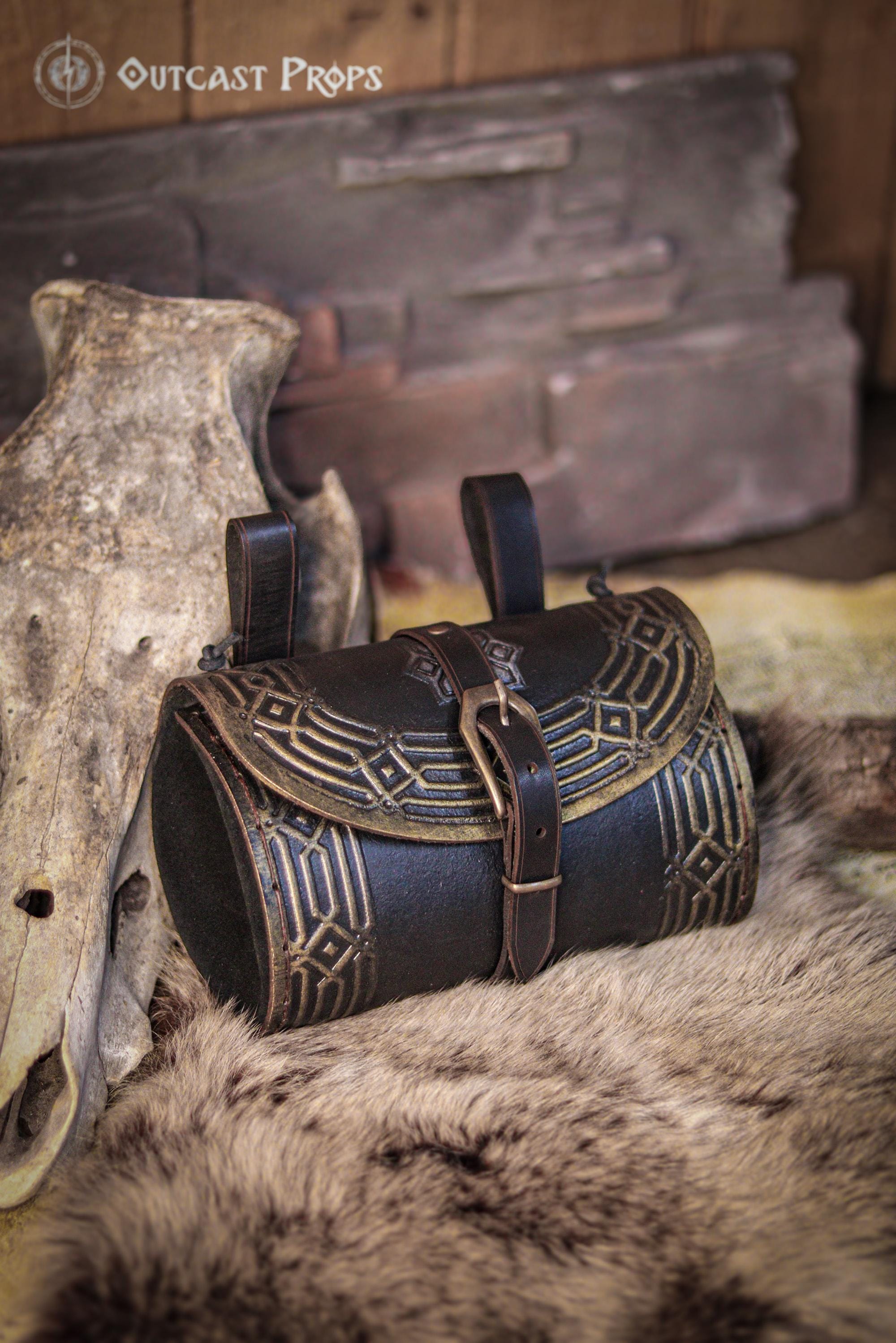 Kazgar Dwarven Hip Bag Medieval Leather Pouch Embossed and Weathered in ...