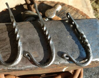 Set of 3 Hand Forged Decorative Hooks With Twist-hang Towels - Etsy