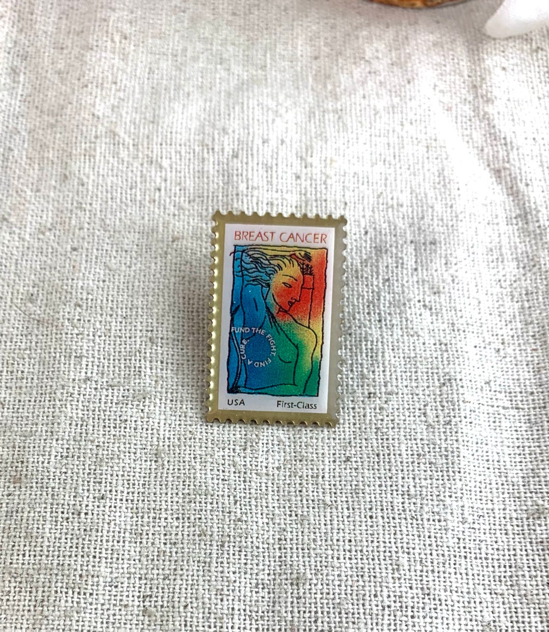 Breast Cancer Awareness Postage Stamp Lapel Pin From Winco 1 - Etsy