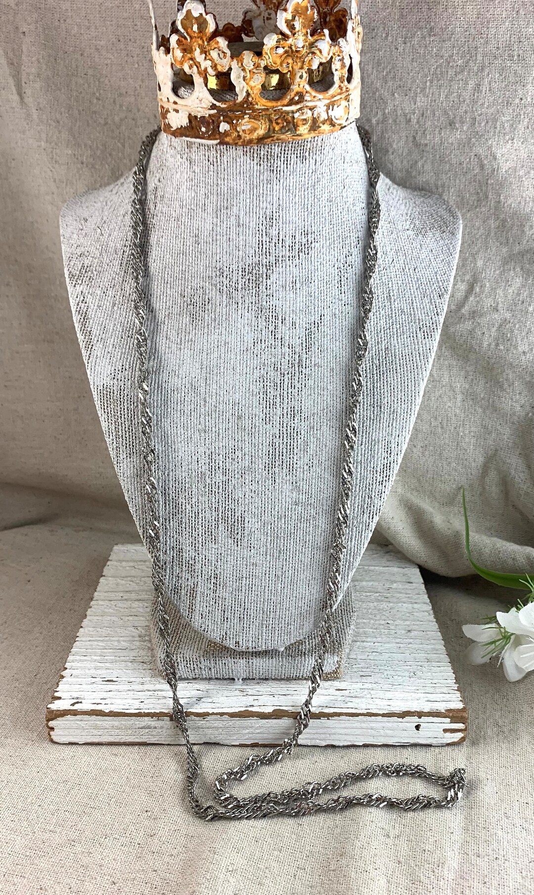 Celebrity Chain Necklace, 34" Long, 4 Mm Wide, Loose Link, Silver Tone ...