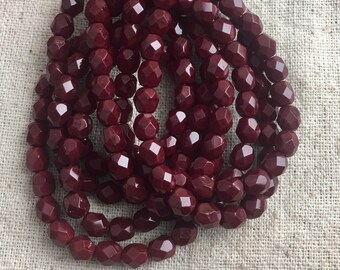 Dark Red Glass Beads - Etsy
