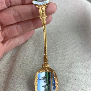 Vintage Souvenir Spoon Mockba moscow, 5 1/8 X 1, Gold Tone Base Metal ...