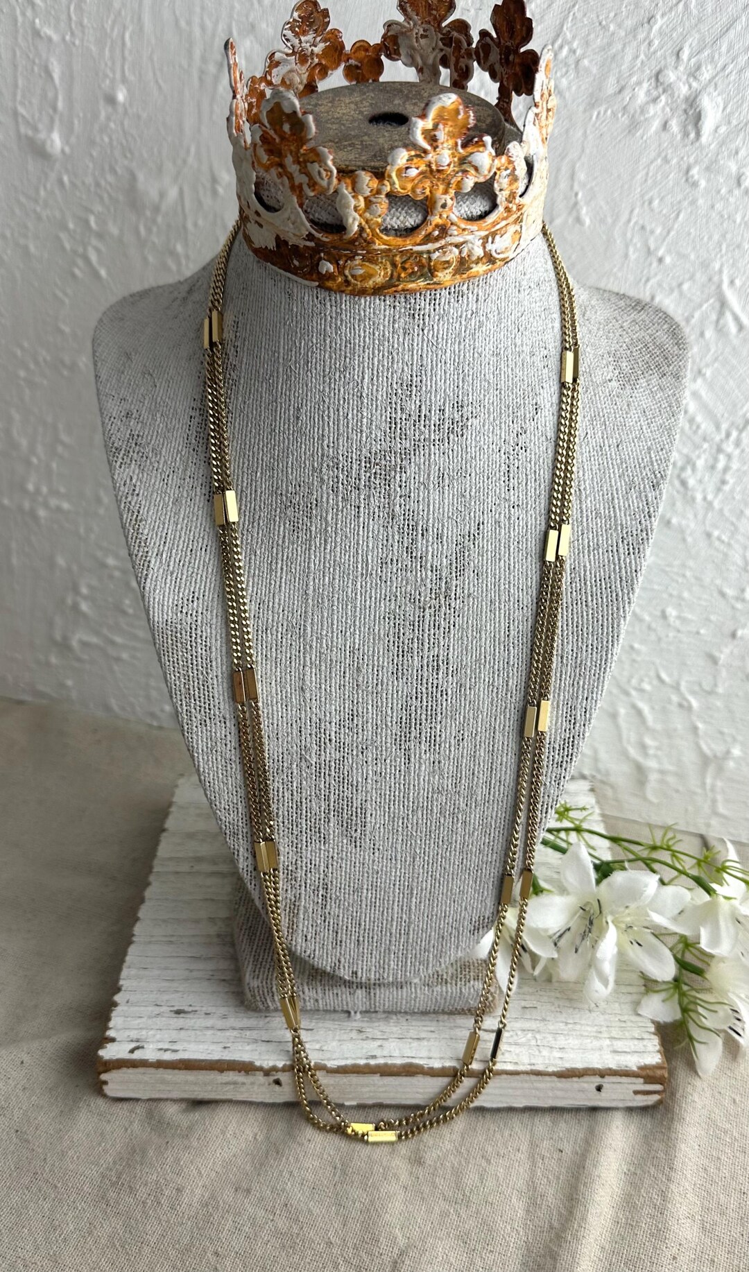 Monet Station Chain Necklace, 54" Long, 3 Mm Wide, Rectangle Stations ...