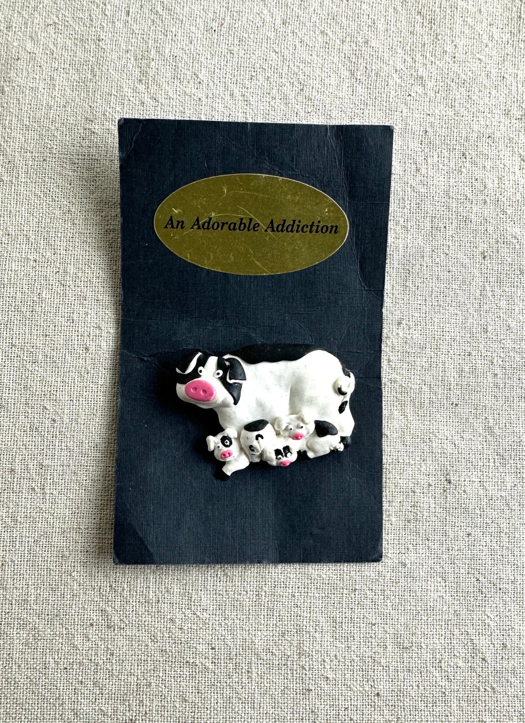 An Adorable Addiction Mama Piggy Brooch, 1 7/8" X 1 1/4", Resin, Marked ...