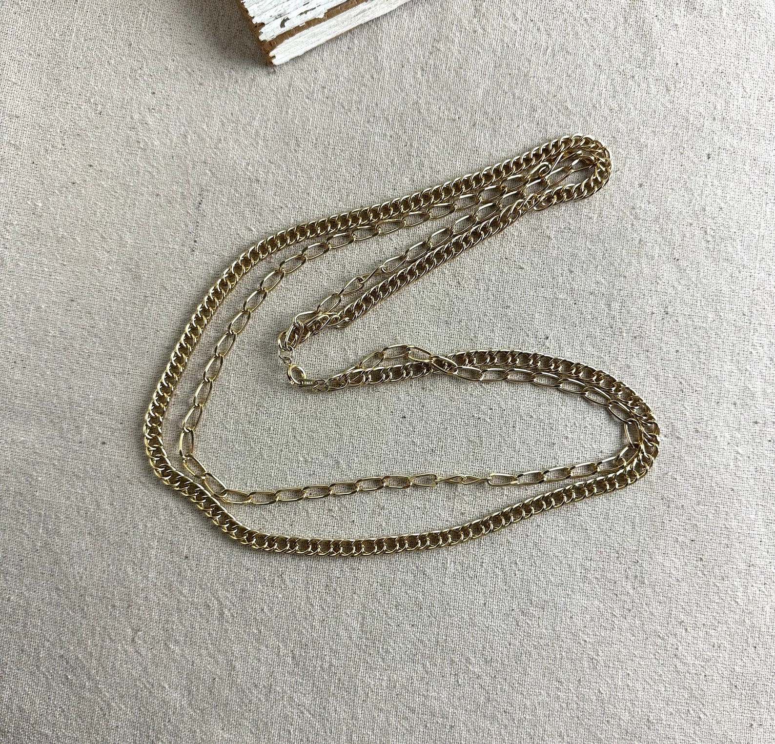 Korea Double Chain Necklace, 26" and 28", 5-8 Mm Diameter Chains, Gold ...