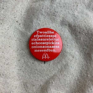 Mcdonald's Big Mac Pinch Back Button, 1 3/8" in Diameter, Vintage 1980 ...