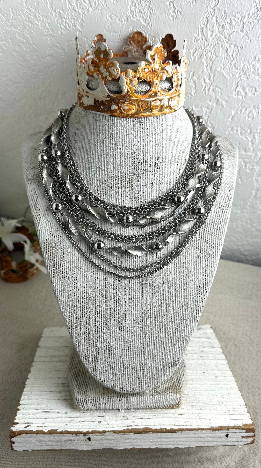 Kramer Multi Chain Necklace, 16" Long Overall, 10 Strands, Hook Clasp ...