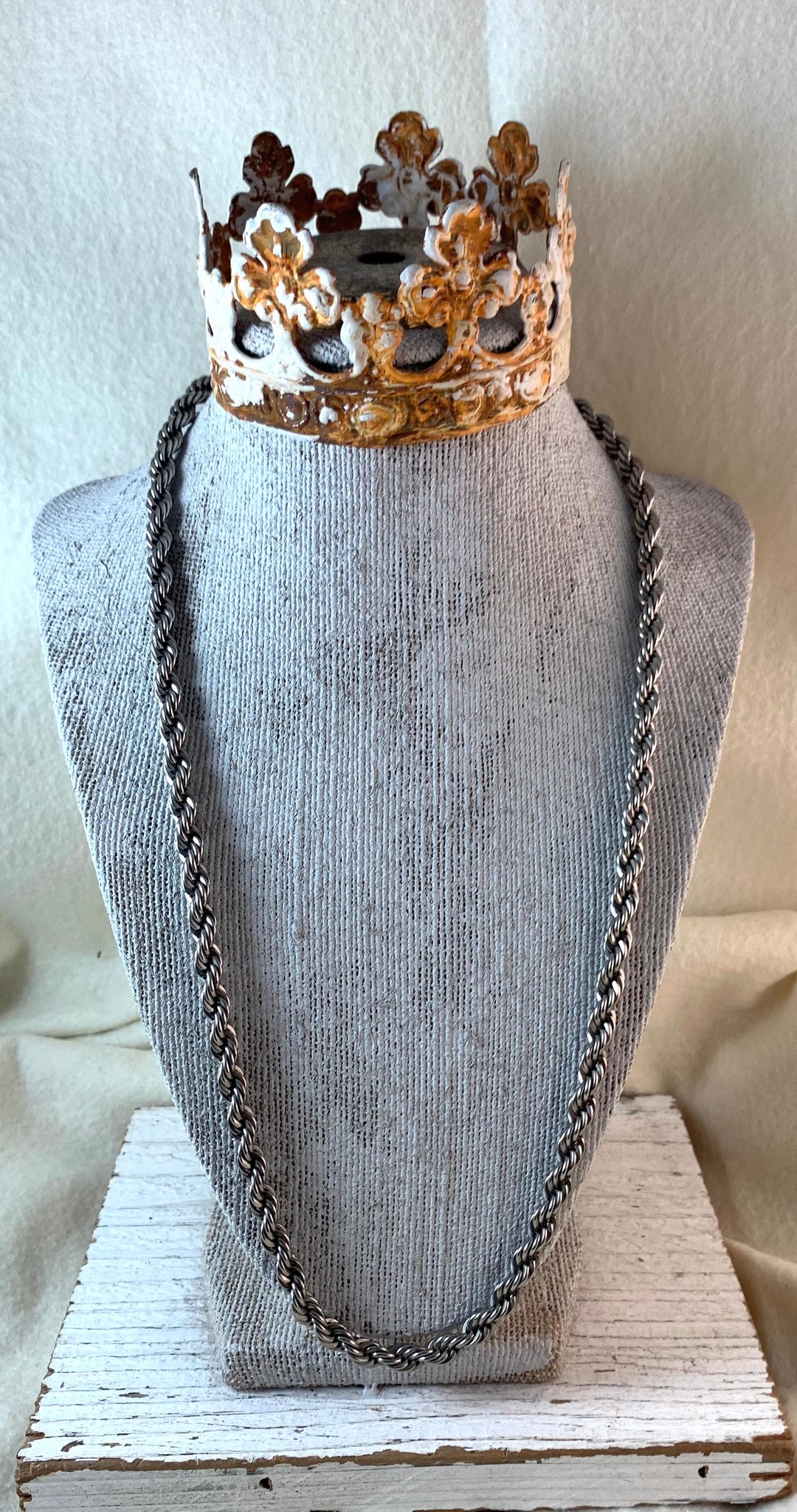 Avon Rope Chain Necklace, 22 Long, 6 Mm Wide, Silver Tone Base Metal ...