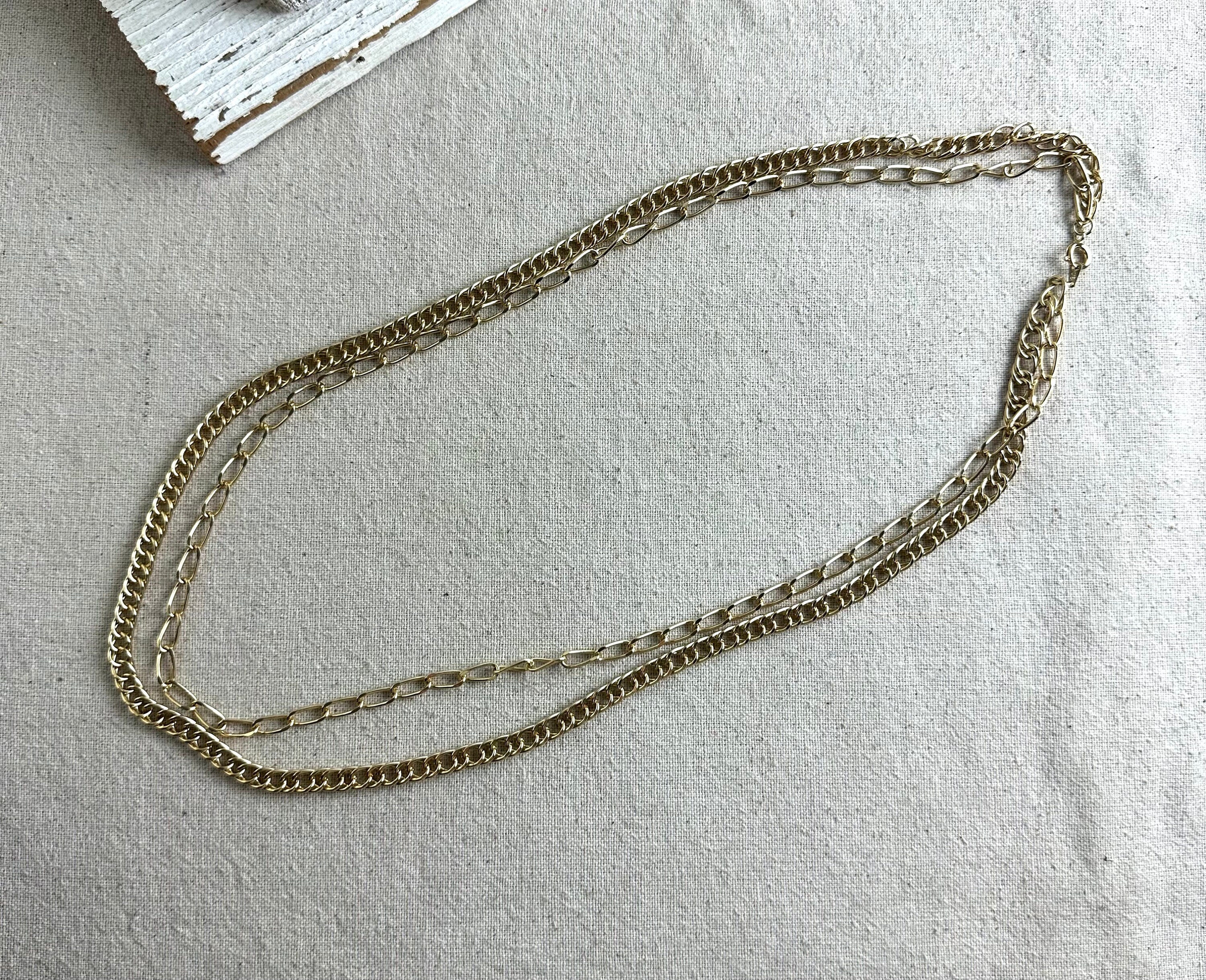 Korea Double Chain Necklace, 26" and 28", 5-8 Mm Diameter Chains, Gold ...