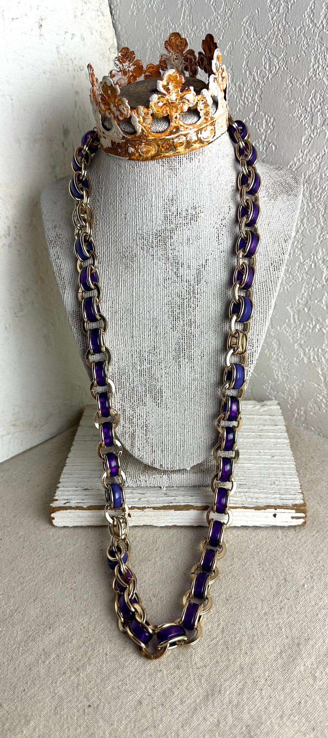 Cold Water Creek Purple Chain Necklace, 30" Long, 2 1/2" Extender, 10 ...